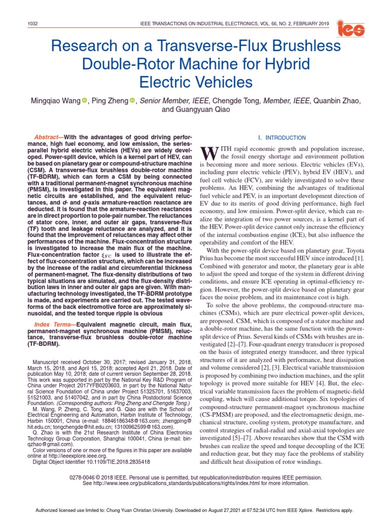 Research On A Transverse-Flux Brushless Double-Rotor Machine For Hybrid ...