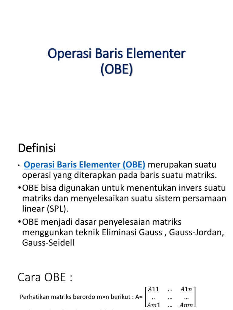 Invers Matriks dengan OBE | PDF | Metode & Bahan Ajar | Sains & Matematika