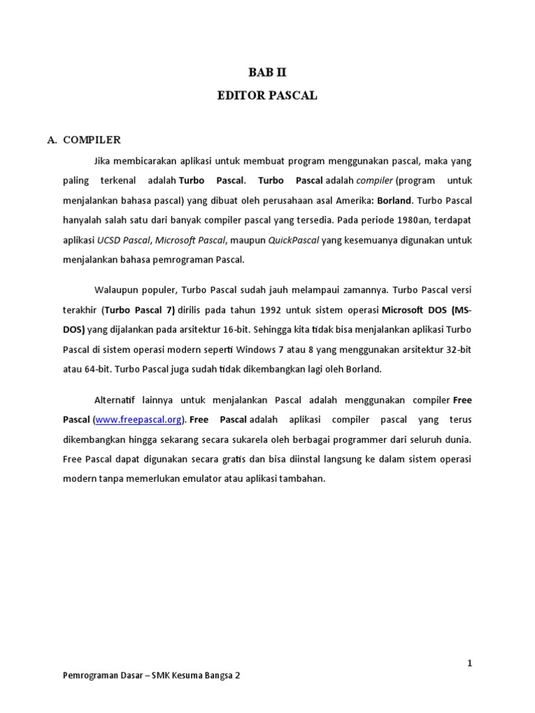 BAB 2 Editor Pascal | PDF