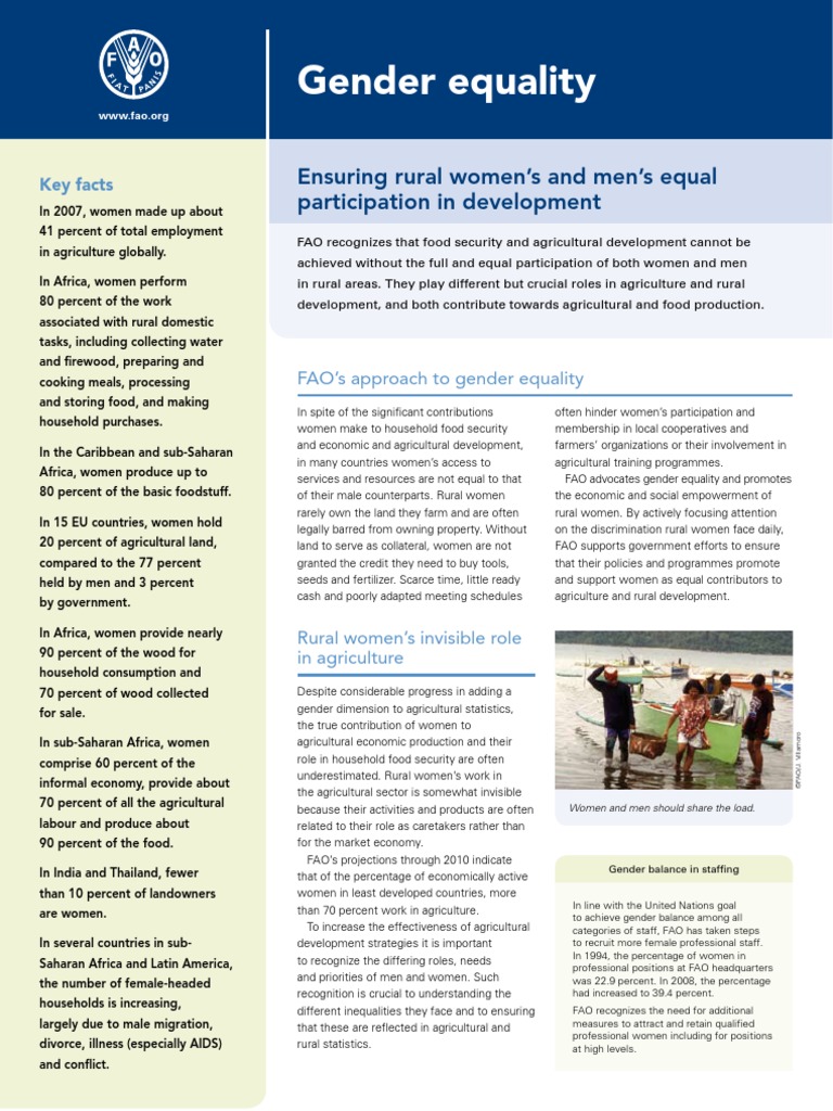 Gender Equality: Ensuring Rural Women's and Men's Equal Participation ...