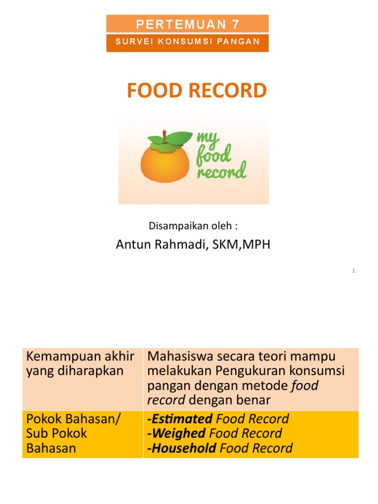 Metode Pencatatan Konsumsi Makanan | PDF