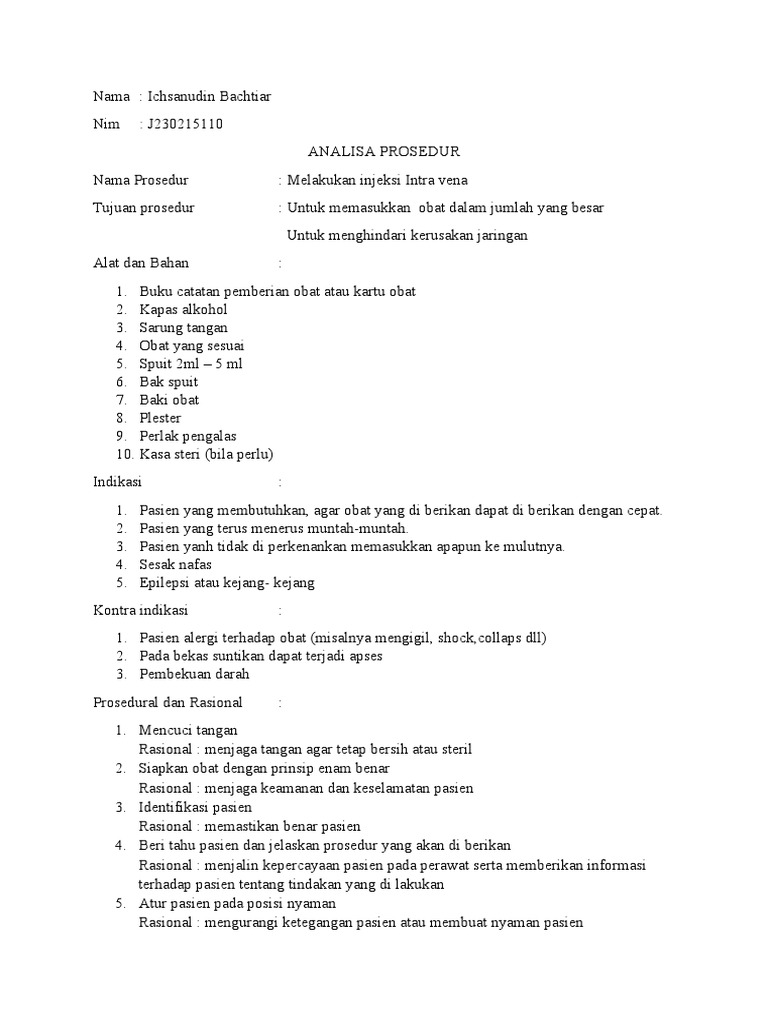 Analisis Prosedur Injeksi IV | PDF