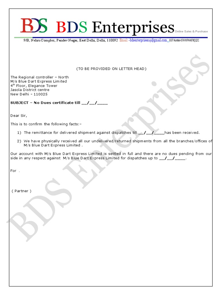 BDS Enterprises Letterhead | PDF
