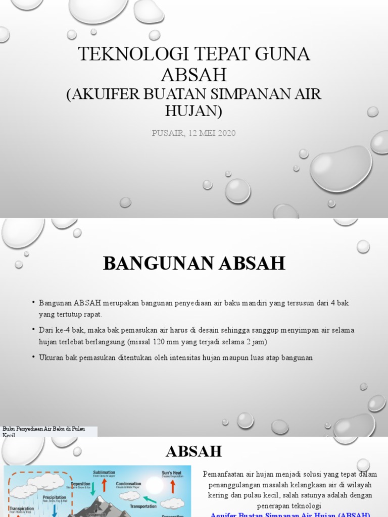 Teknologi Tepat Guna Absah: (Akuifer Buatan Simpanan Air Hujan) | PDF