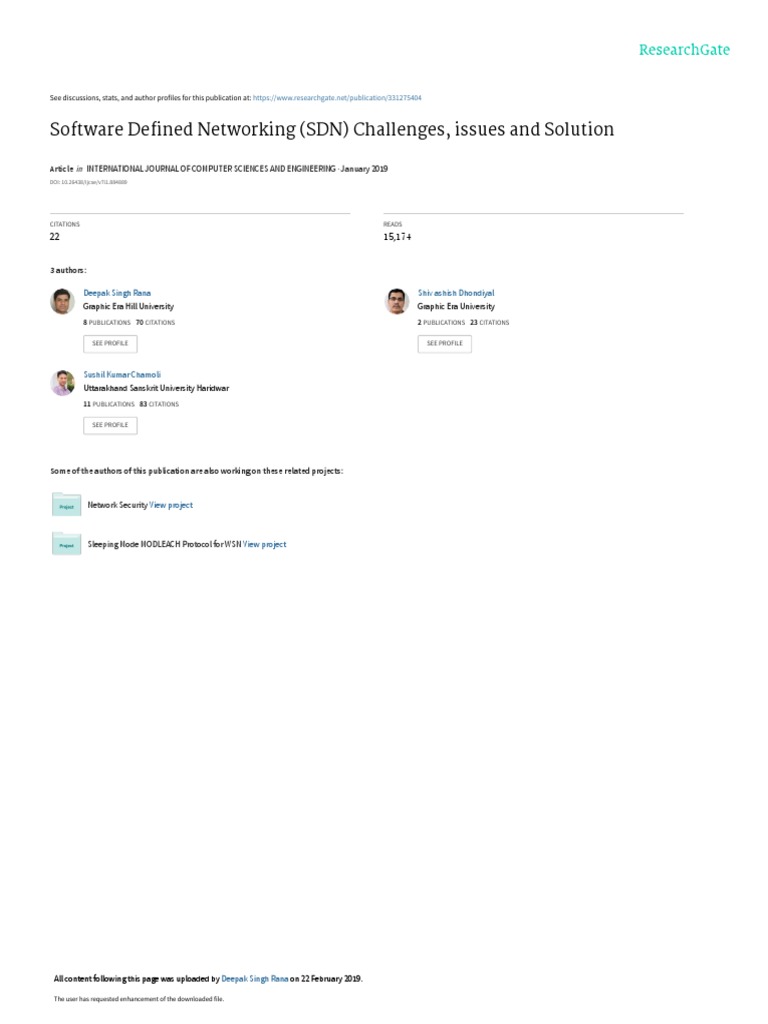 Software Defined Networking (SDN) Challenges, Issues and Solution | PDF | Computer Network ...