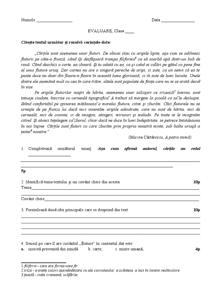 Evaluare Clasa - 5 | PDF
