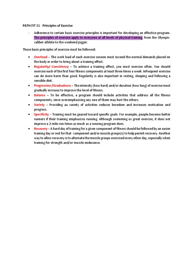 PE 11 - Principles of Exercise | PDF