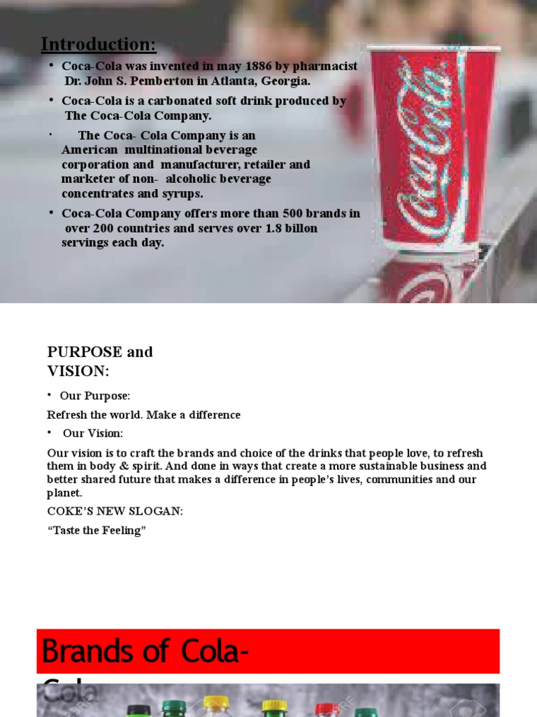 Coke's History, Purpose, Brands and Marketing Strategies | PDF | Coca ...