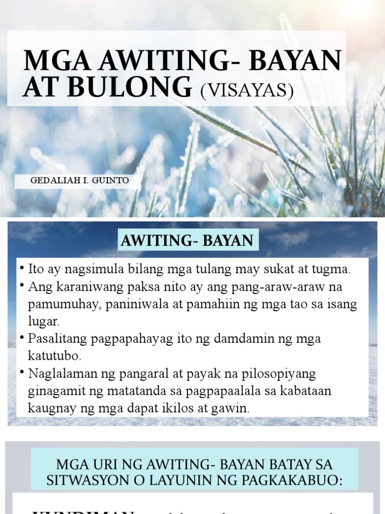 Awiting - Bayan PPT - Feb Cot 2022 (Autosaved) | PDF