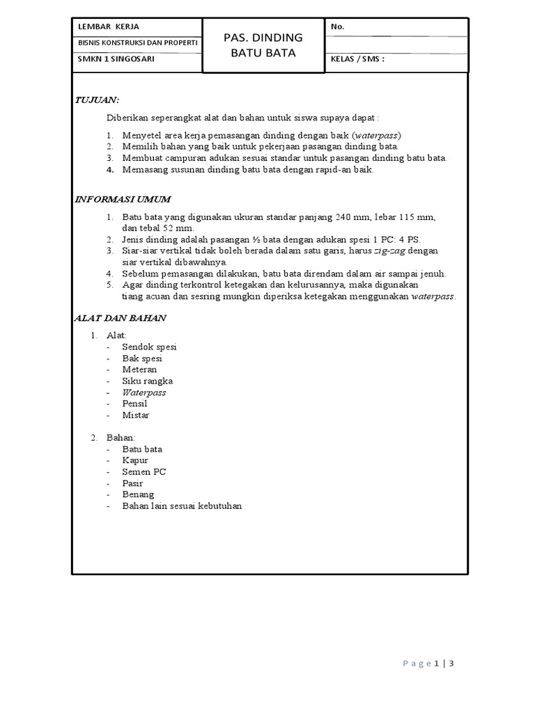3 JOBSHEET PAS Batu BATA | PDF