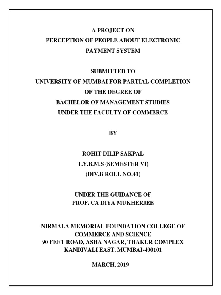 A Project On Electronic Payment System | PDF | Credit Card | Debit Card
