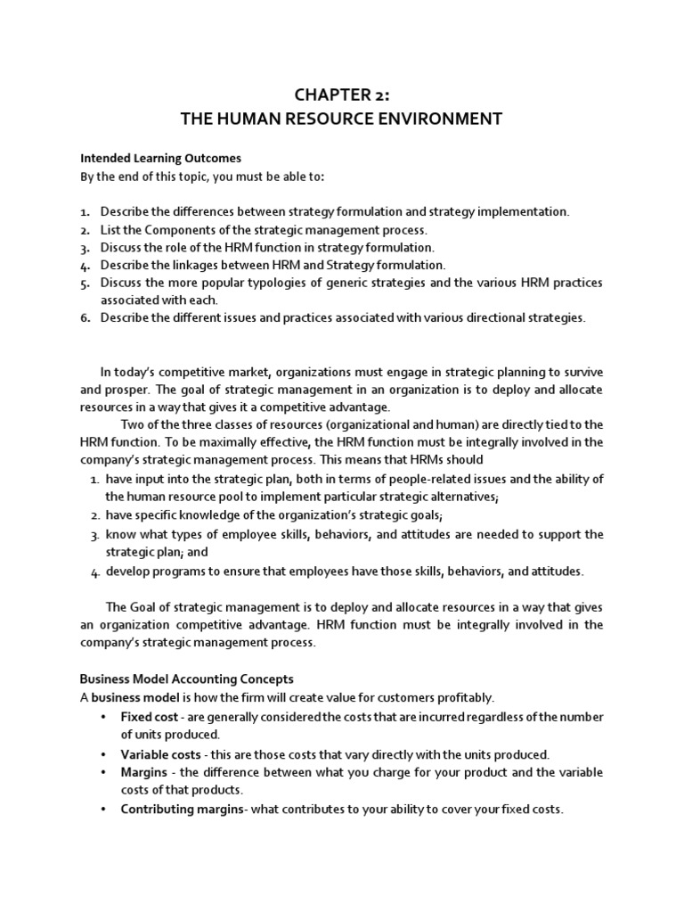 The Human Resource Environment: Intended Learning Outcomes | Download ...