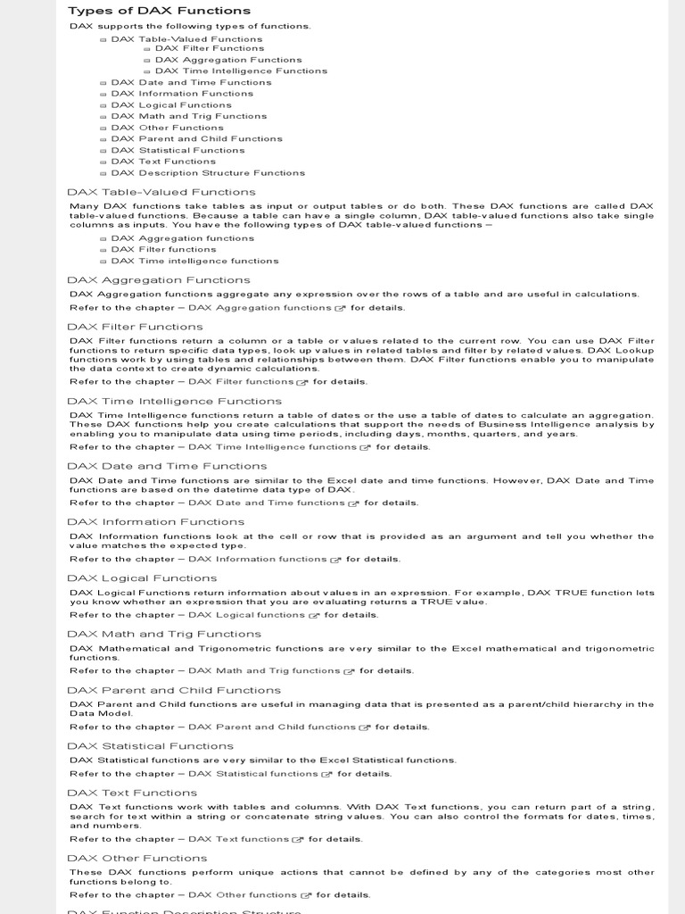 DAX Functions - Introduction | PDF | Function (Mathematics) | Parameter (Computer Programming)