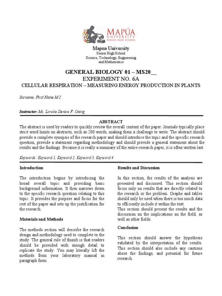 General Biology 01 - Ms20: Experiment No. 6A | PDF | Search Engine ...