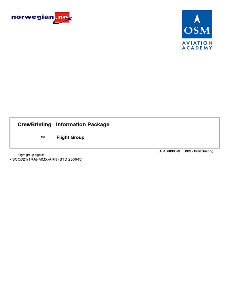 Crewbriefing Information Package: Flight Group | PDF | Aviation | Aerospace