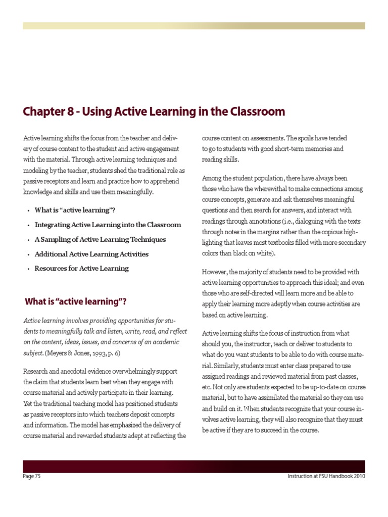 Active Learning | PDF | Lecture | Brainstorming