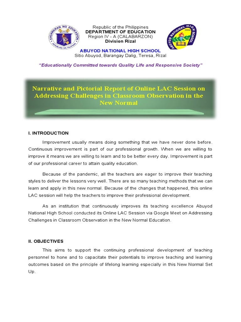 DAY 1 Narrative Report On COT 2 TEAM RAY | PDF | Teachers ...