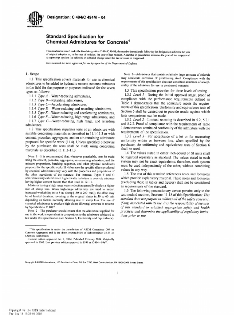 Astm C494 - 2004 | PDF