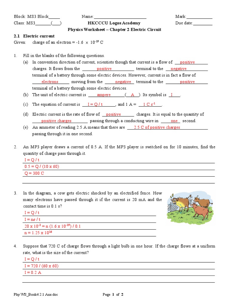 Electric Current Concepts and Calculations | PDF | Voltage | Electrical ...
