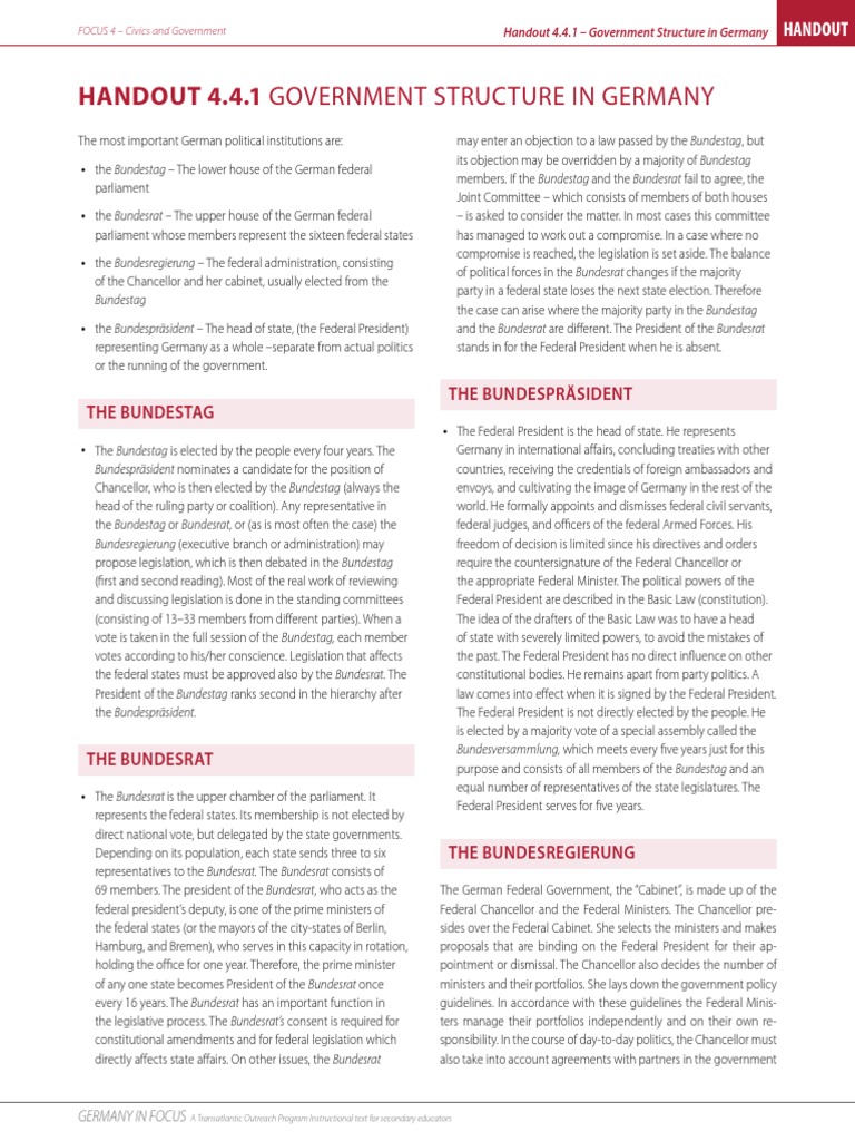 Germany's Government Structure Explained | PDF | Constitutional Law ...