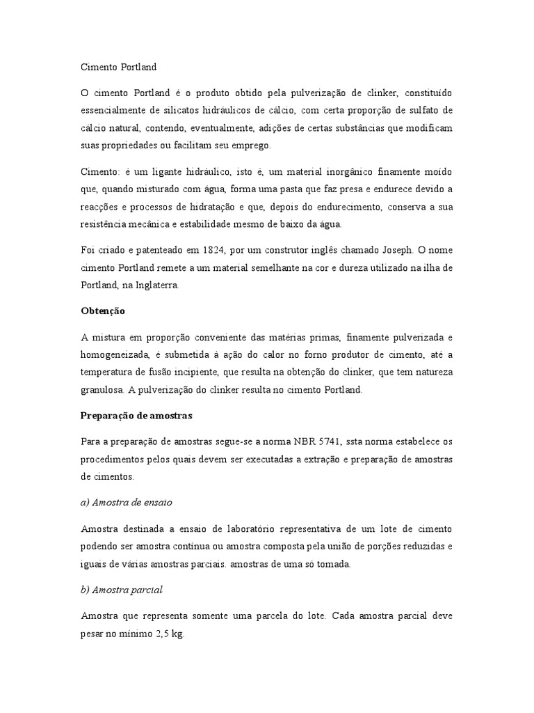 Ensaios Basicos De Cimento Pdf Cimento Tempo