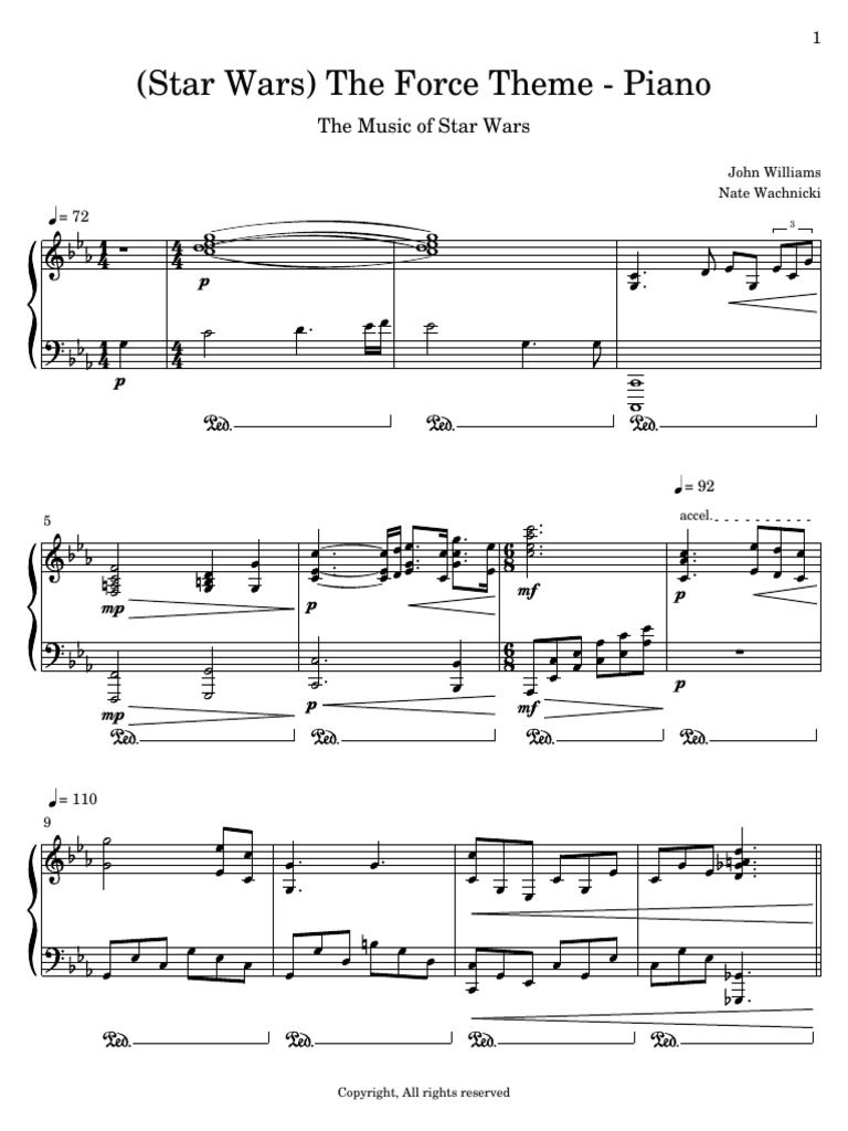 (Star Wars) The Force Theme - Piano | PDF