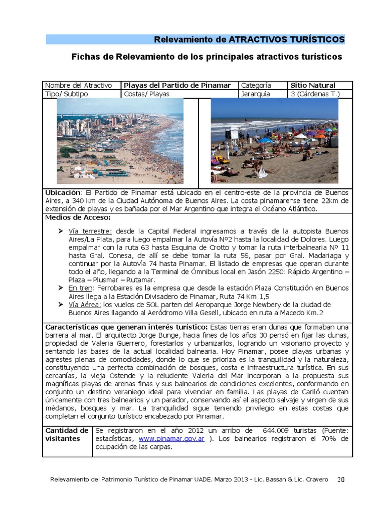 Relevamiento de Atractivos Turísticos en Pinamar | PDF