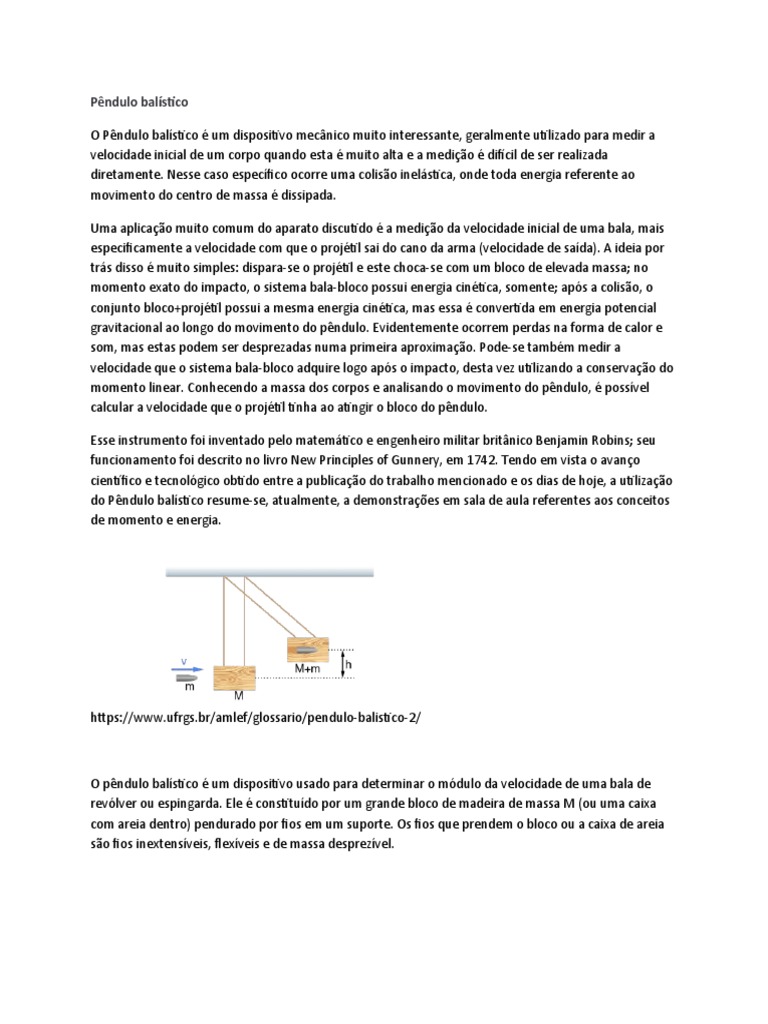 Pêndulo balístico-WPS Office | PDF | Massa | Colisão