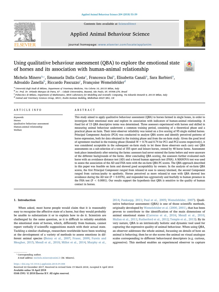Qualitative Behaviour Assessment (QBA) Human-Animal Relationship | PDF ...