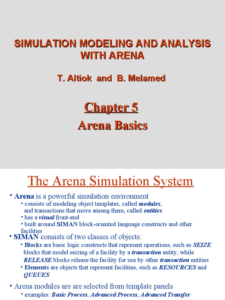 Simulation Modeling And Analysis With Arena T Altiok And B Melamed Chapter Pdf