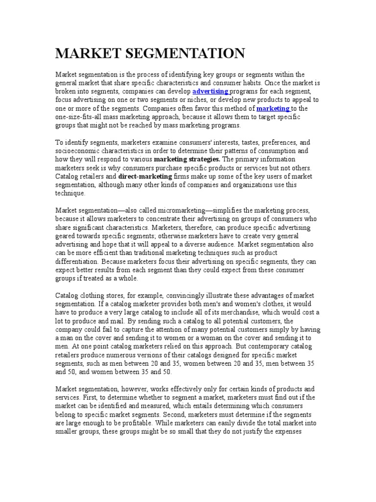 Market Segmentation | PDF | Market Segmentation | Marketing Strategy