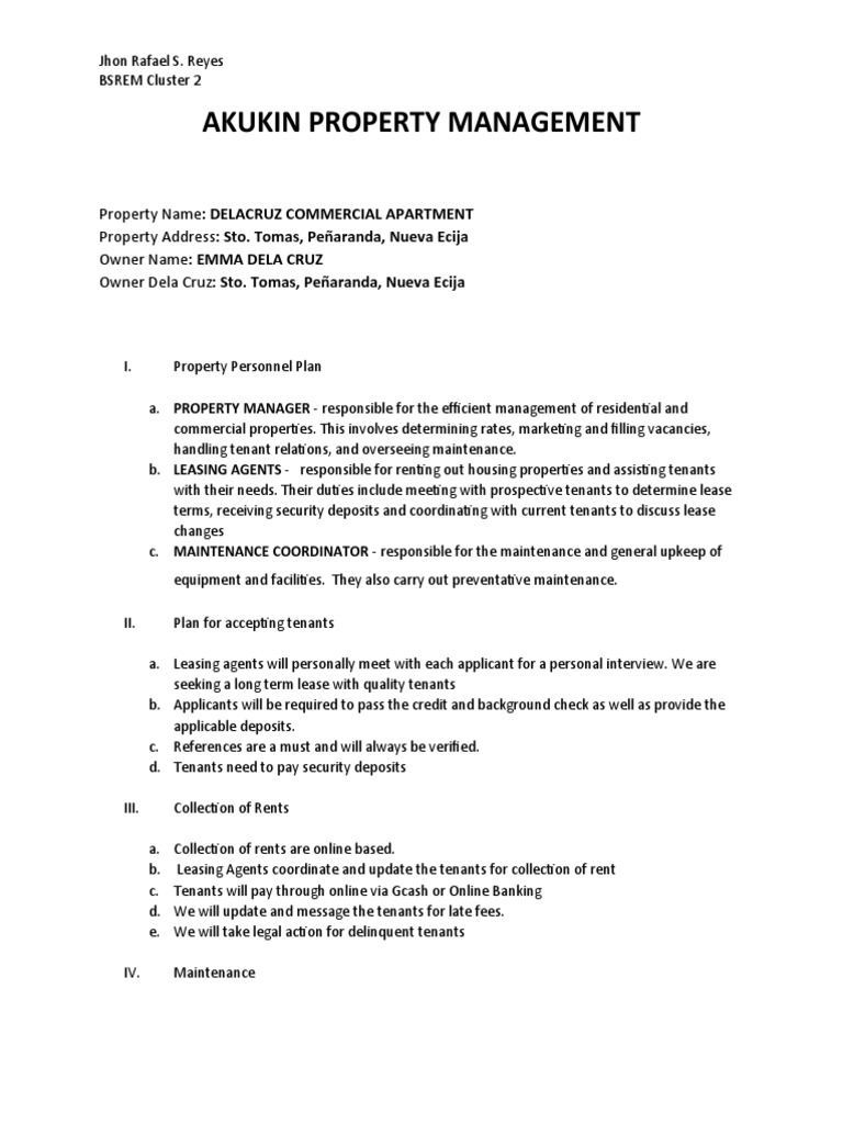 Property Management Plan | PDF