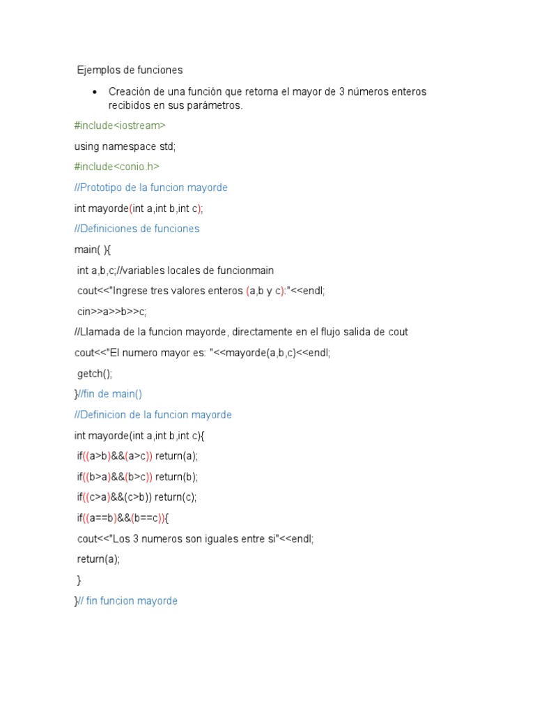 Ejemplos de Funciones | PDF | Programación de computadoras | Informática