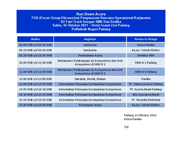 Run Down Acara FGD | PDF