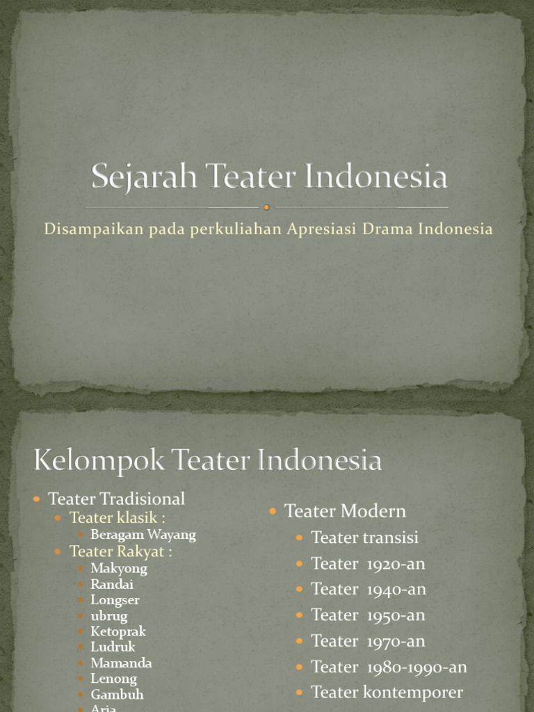 Sejarah Perkembangan Teater Indonesia | PDF | Seni
