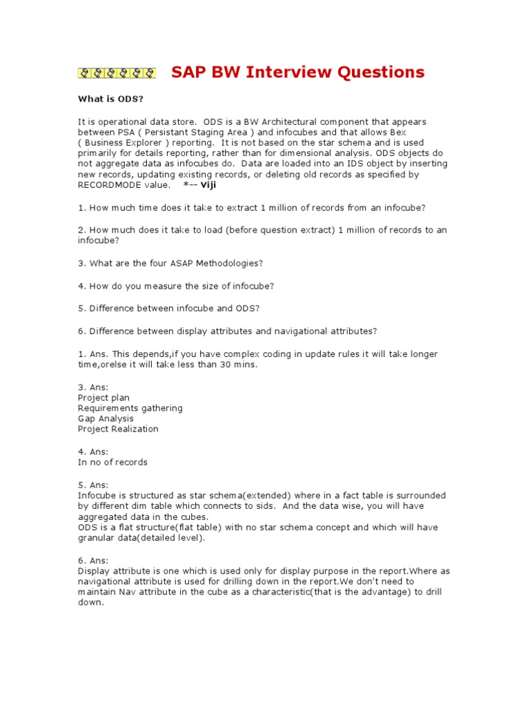 SAP BW Interview Questions | PDF | Button (Computing) | Databases