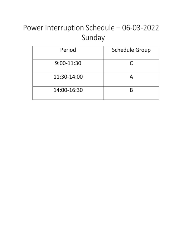 E 06-03-2022 Power Interruption Schedule Full | PDF