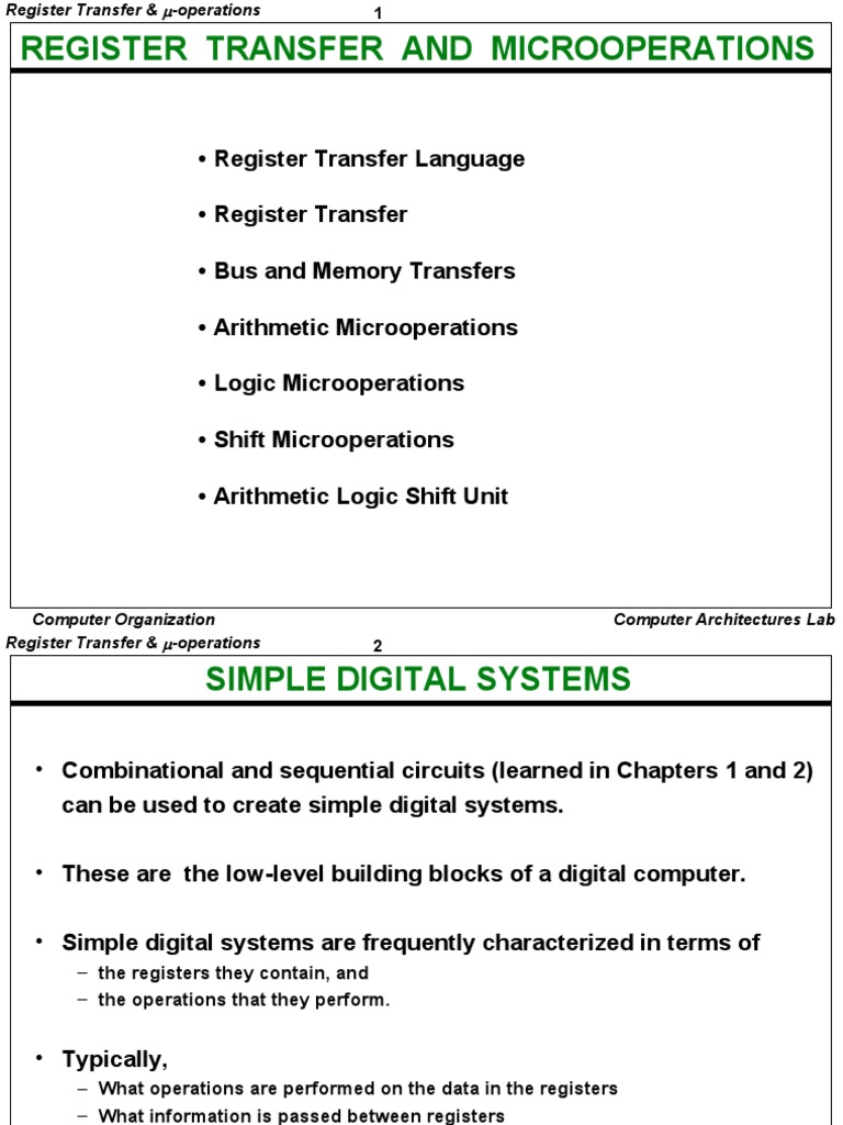 Register Transfer and Microoperations | PDF | Bit | Digital Electronics