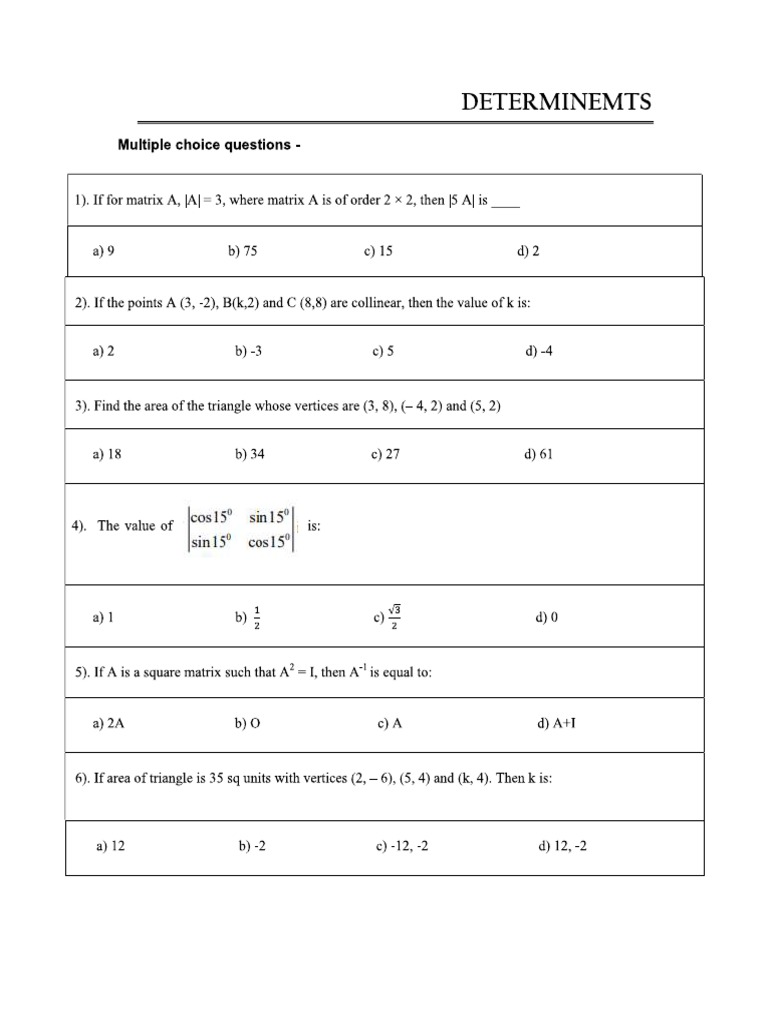 Determinants KV | PDF