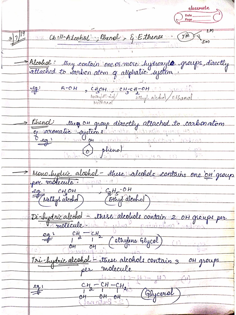 Alcohols and Phenols: Structures, Nomenclature, Properties and ...