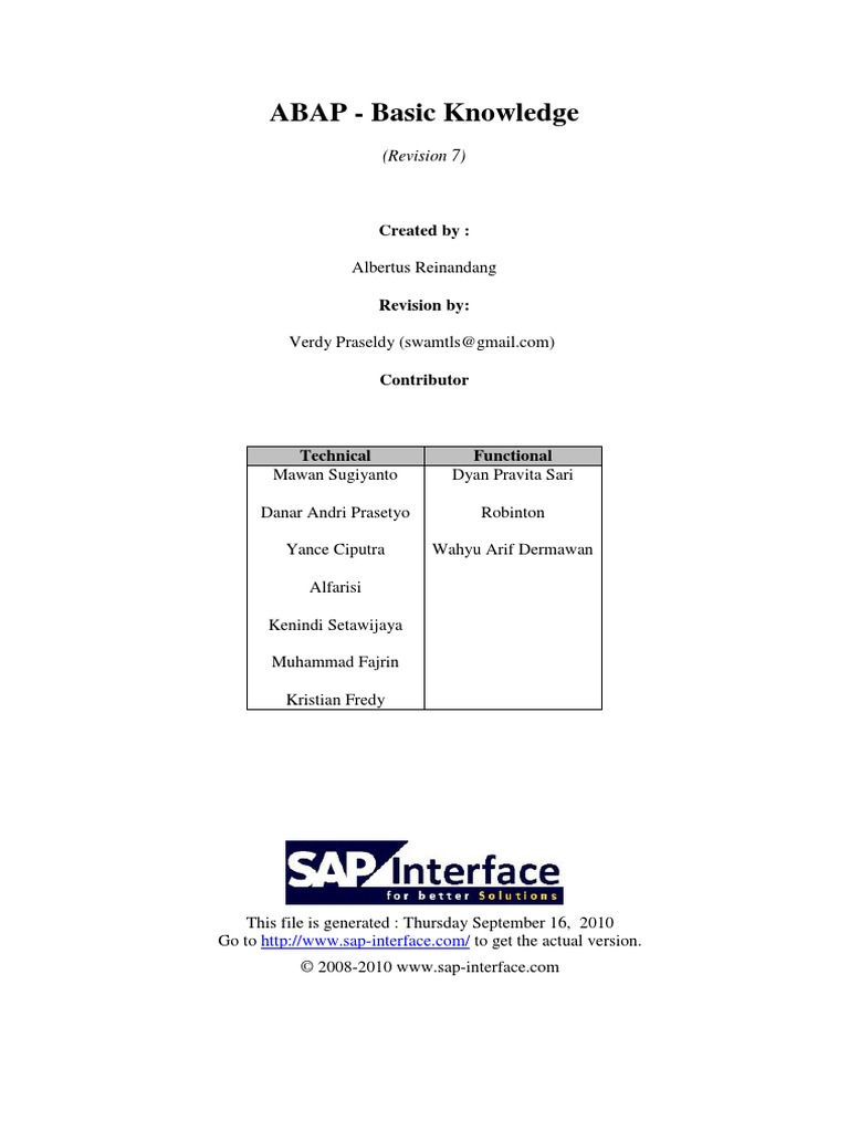 ABAP Tutorial (Verdy) | PDF | Relational Database | Parameter (Computer Programming)