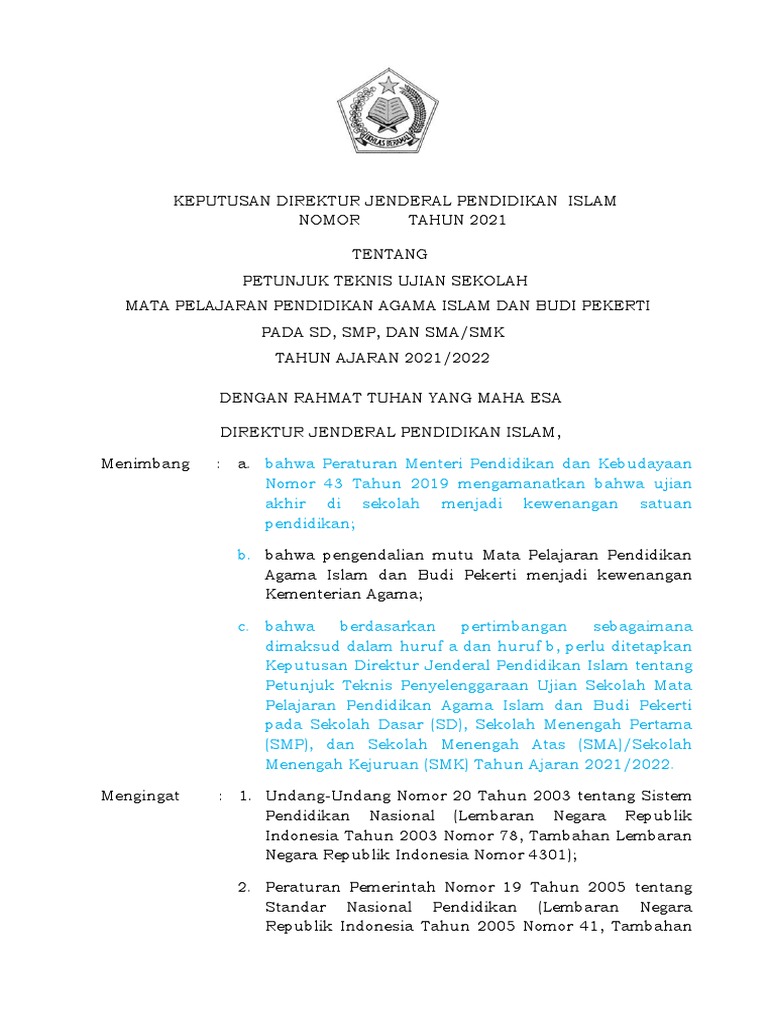 Draf KEP. Dirjen Pendis TTG USPAI - 28012021 | PDF