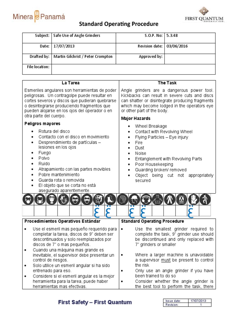 05.03.48 Safe Use of Angle Grinders SOP | PDF