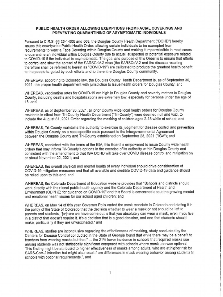 Douglas County Public Health Order | PDF