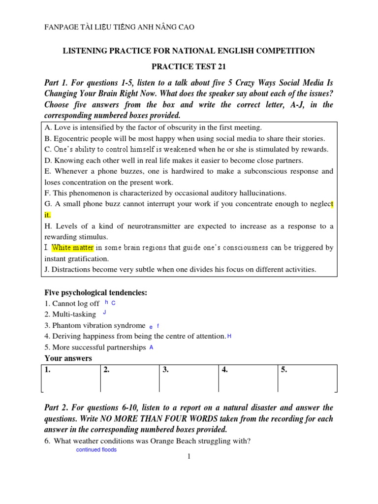 Listening Practice For National English Competition 3 PDF | PDF | Taxes ...