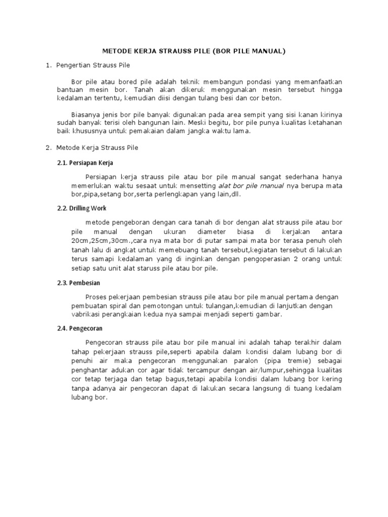 Metode Kerja Strauss Pile | PDF