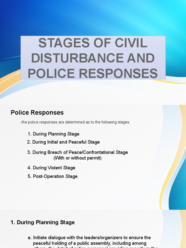 Stages of Civil Disturbance and Police Responses | PDF | Police | Crime ...