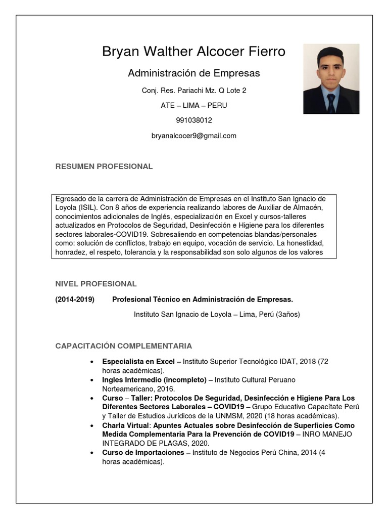 CV Bryan 2021 | PDF | Perú