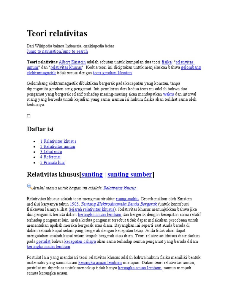 Teori Relativitas | PDF