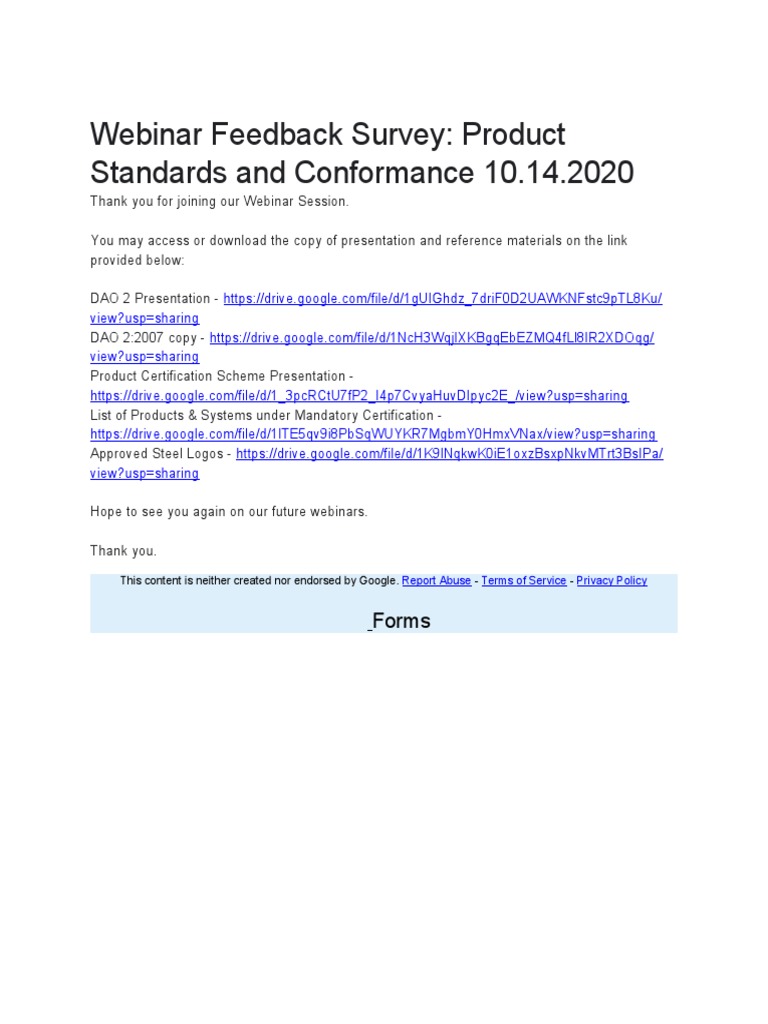 Webinar Feedback Survey | PDF